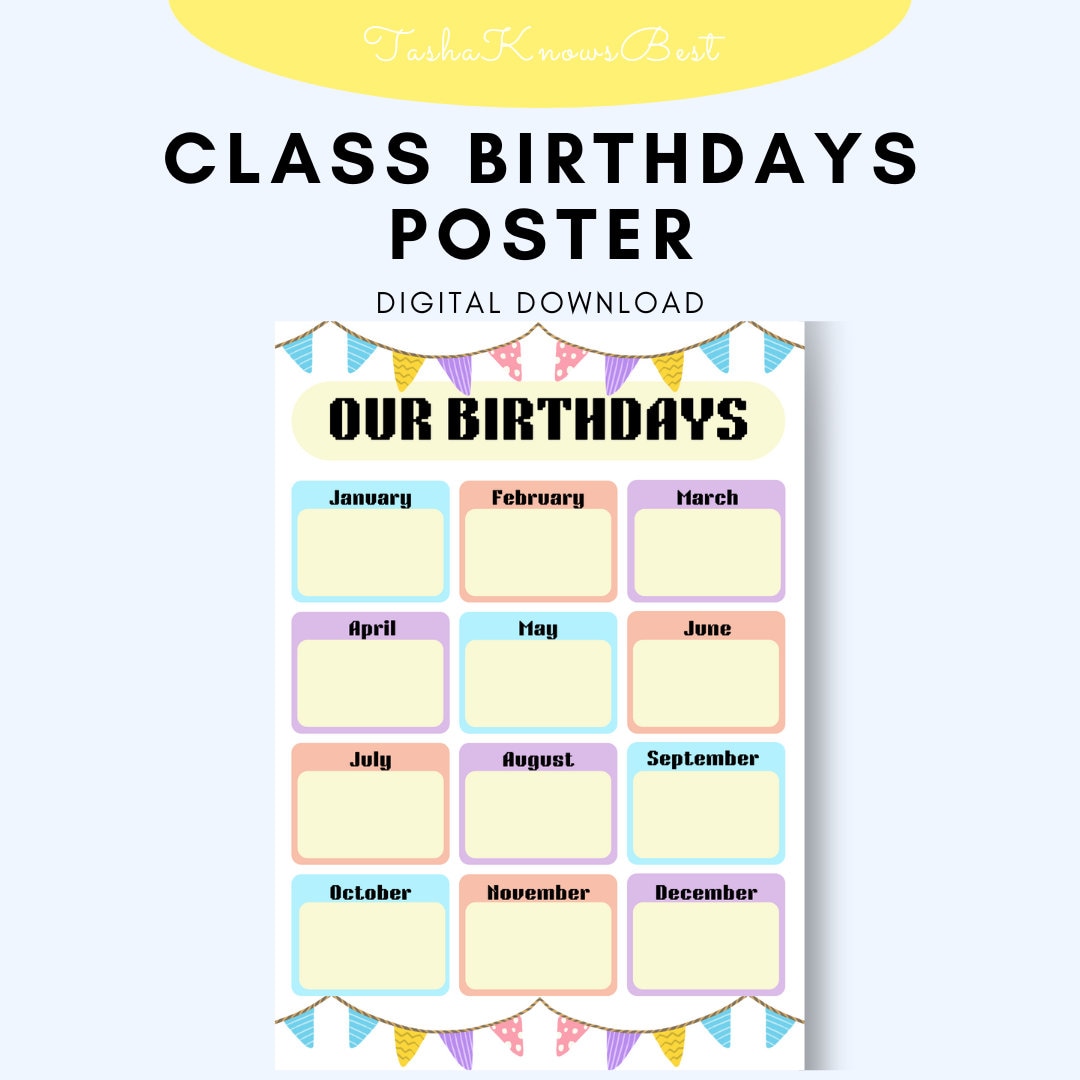 Classroom Birthday Poster, Birthday Poster, Class Birthday Celebrants ...