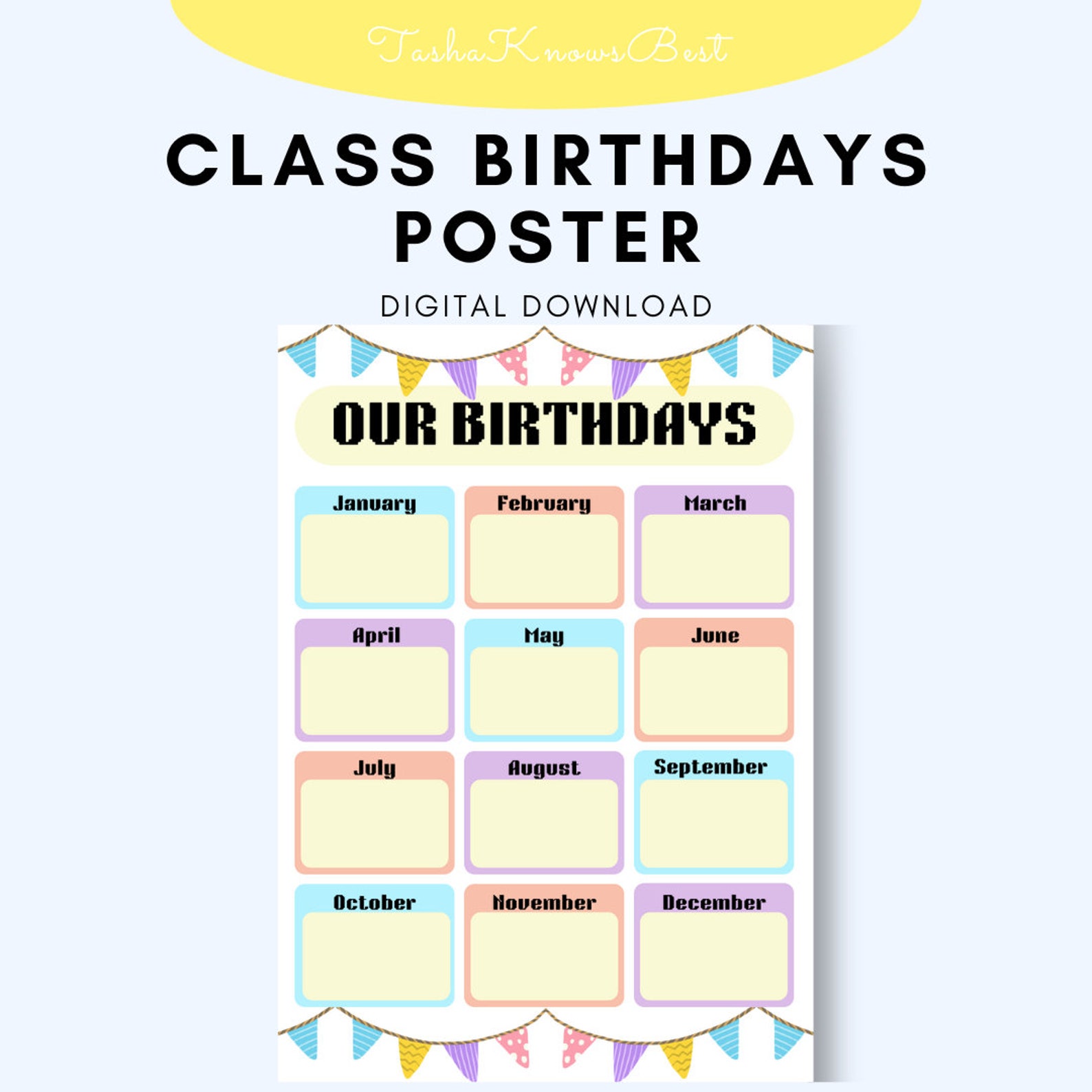 Classroom Birthday Poster, Birthday Poster, Class Birthday Celebrants ...