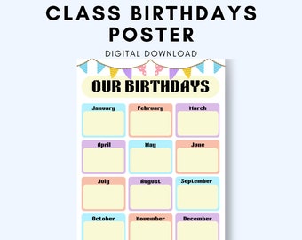 Classroom Birthday Poster, Birthday Poster, Class Birthday Celebrants ...