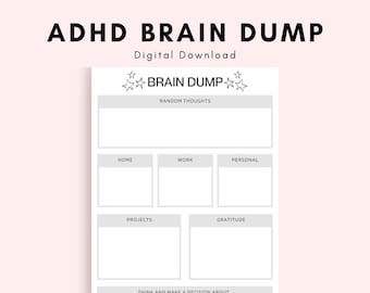 Brain Dump, ADHD Brain Dump, Thought Organizer, Thought Tracker ...