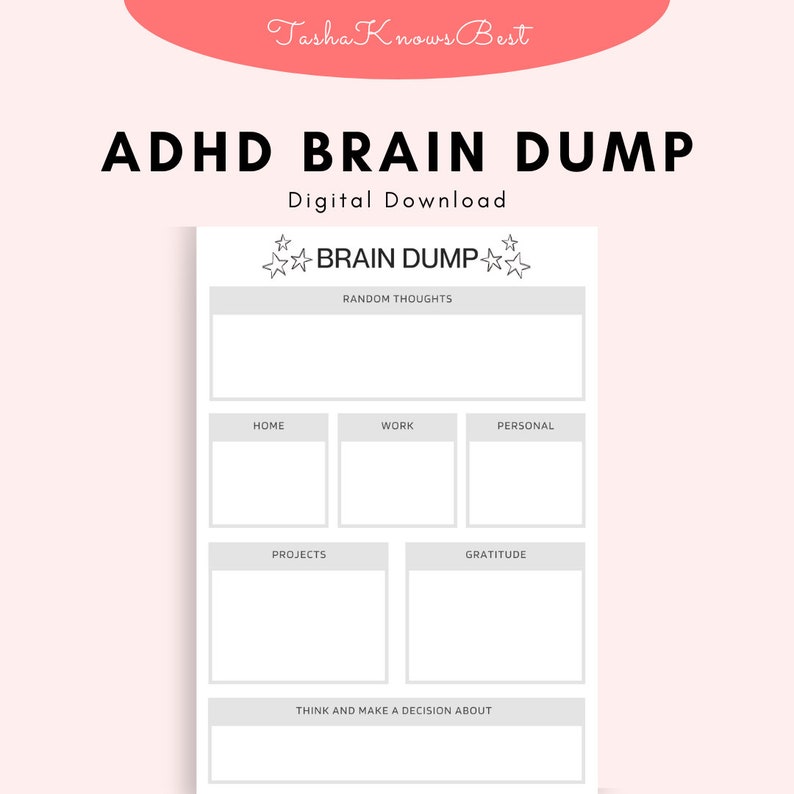 Brain Dump, ADHD Brain Dump, Thought Organizer, Thought Tracker ...