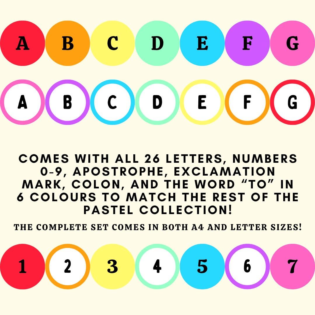 PRINTABLE Bright Rainbow Bulletin Board Lettering Set, Circle Bulletin ...