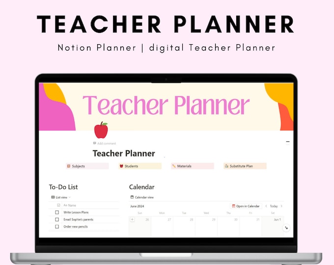 Notion Teacher Planner - Colourful Look, Teacher Organization, Teacher ...