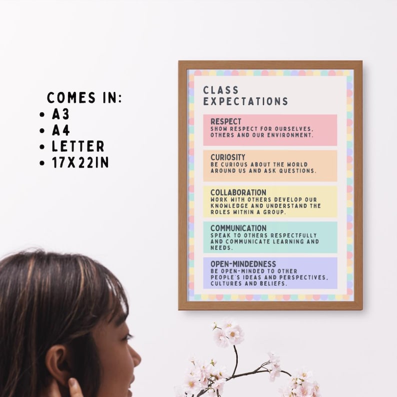 Pastel Rainbow Class Expectations Poster, Class Poster Class Rules ...