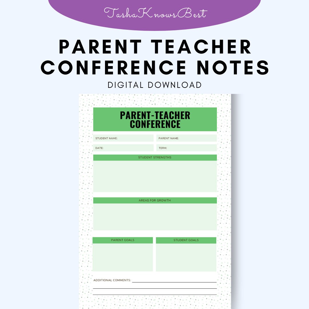 PRINTABLE Cute Parent Conference Notes, Parent-teacher Conference ...