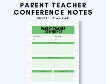 PRINTABLE Cute Parent Conference Notes, Parent-teacher Conference ...