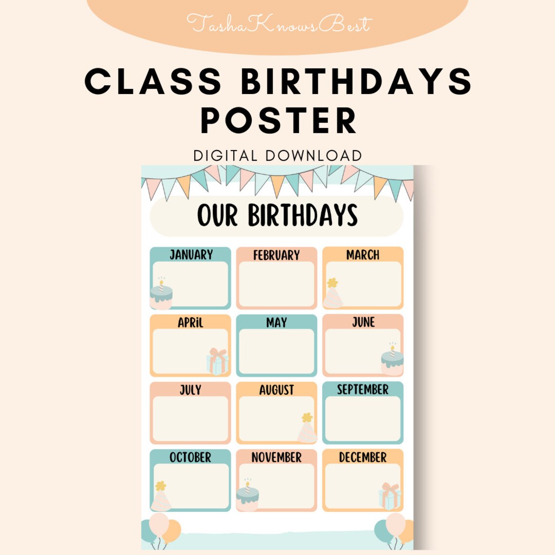 Classroom Birthday Poster, Birthday Poster, Class Birthday Celebrants ...