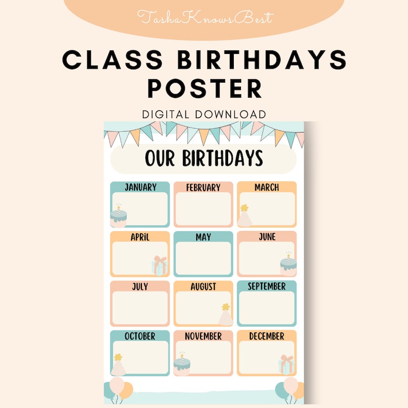 Classroom Birthday Poster, Birthday Poster, Class Birthday Celebrants ...