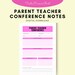 PRINTABLE Cute Parent Conference Notes, Parent-teacher Conference ...