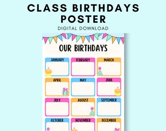 Classroom Birthday Poster, Birthday Poster, Class Birthday Celebrants ...