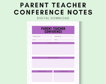 PRINTABLE Cute Parent Conference Notes, Parent-teacher Conference ...