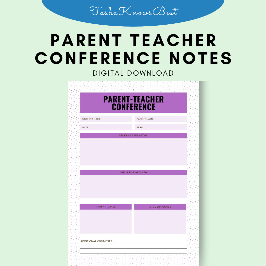 PRINTABLE Cute Parent Conference Notes, Parent-teacher Conference ...