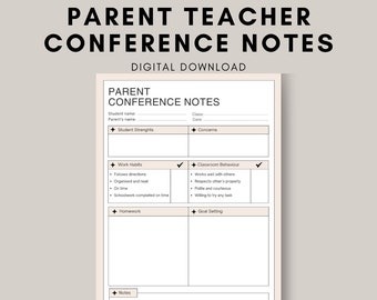 PRINTABLE Cute Parent Conference Notes, Parent-teacher Conference ...