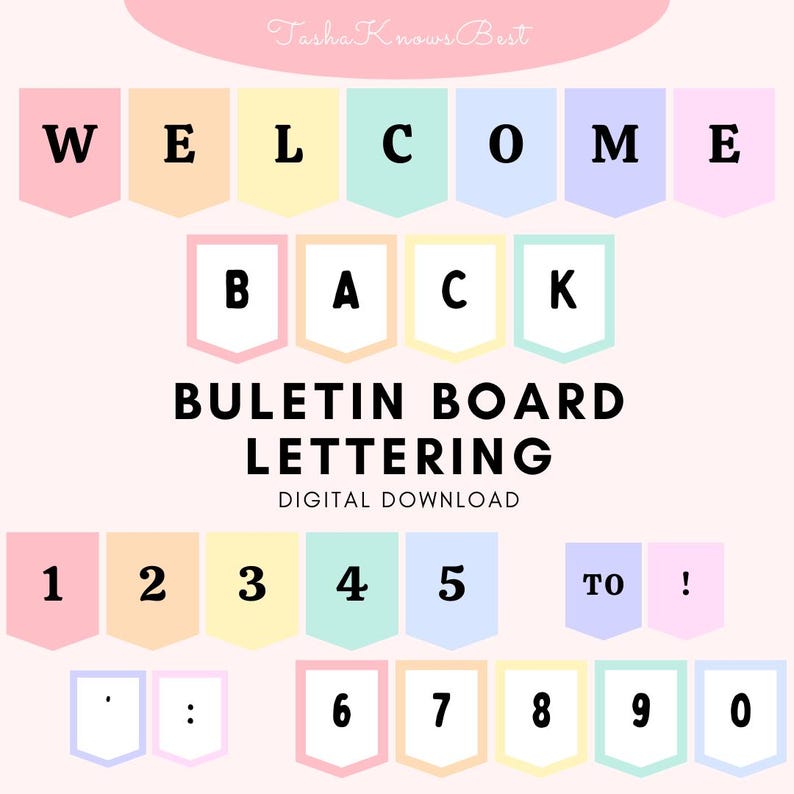 PRINTABLE Pastel Rainbow Bulletin Board Lettering Set, Bulletin Board ...