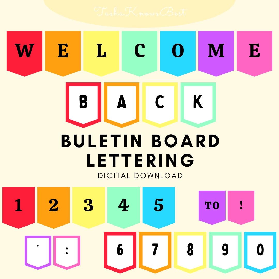 PRINTABLE Bright Rainbow Bulletin Board Lettering Set, Bulletin Board ...
