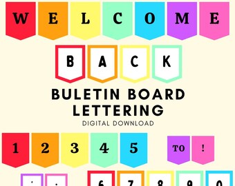 PRINTABLE Bright Rainbow Bulletin Board Lettering Set, Circle Bulletin ...