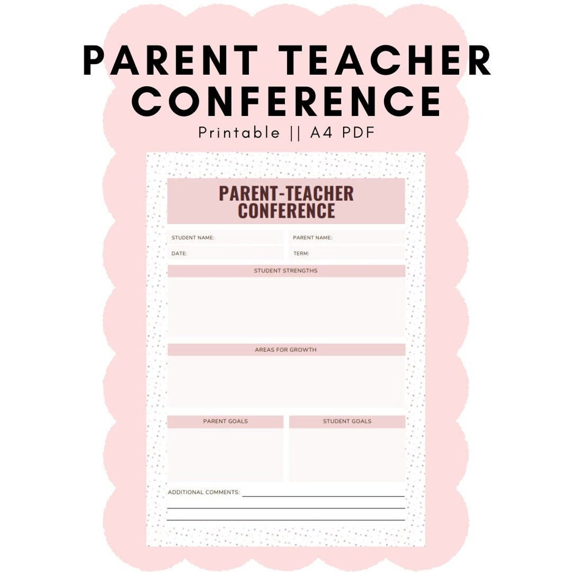 PRINTABLE Cute Parent Conference Notes, Parent-teacher Conference ...