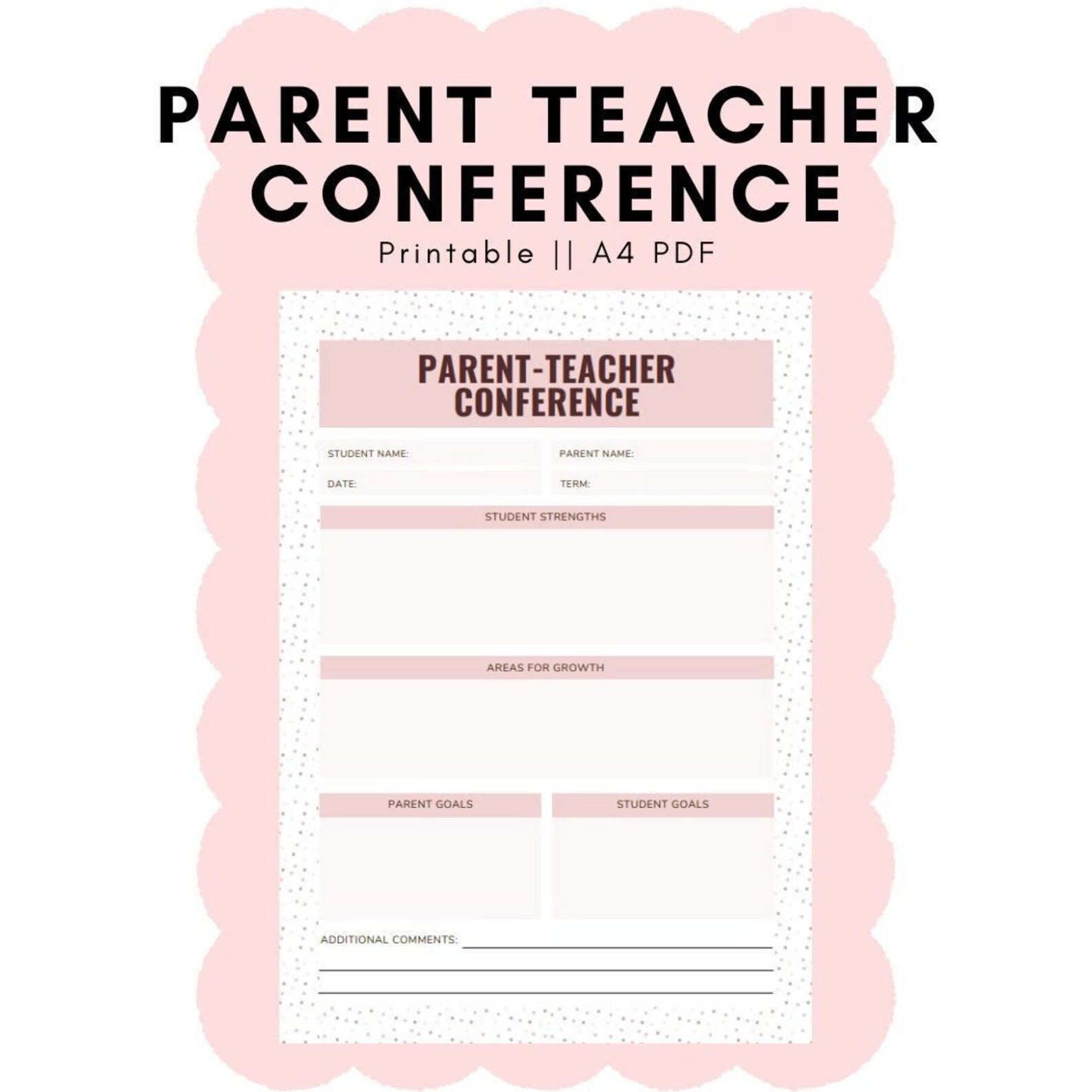 PRINTABLE Cute Parent Conference Notes, Parent-teacher Conference ...