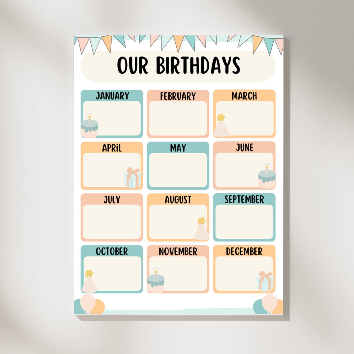 Classroom Birthday Poster, Birthday Poster, Class Birthday Celebrants ...