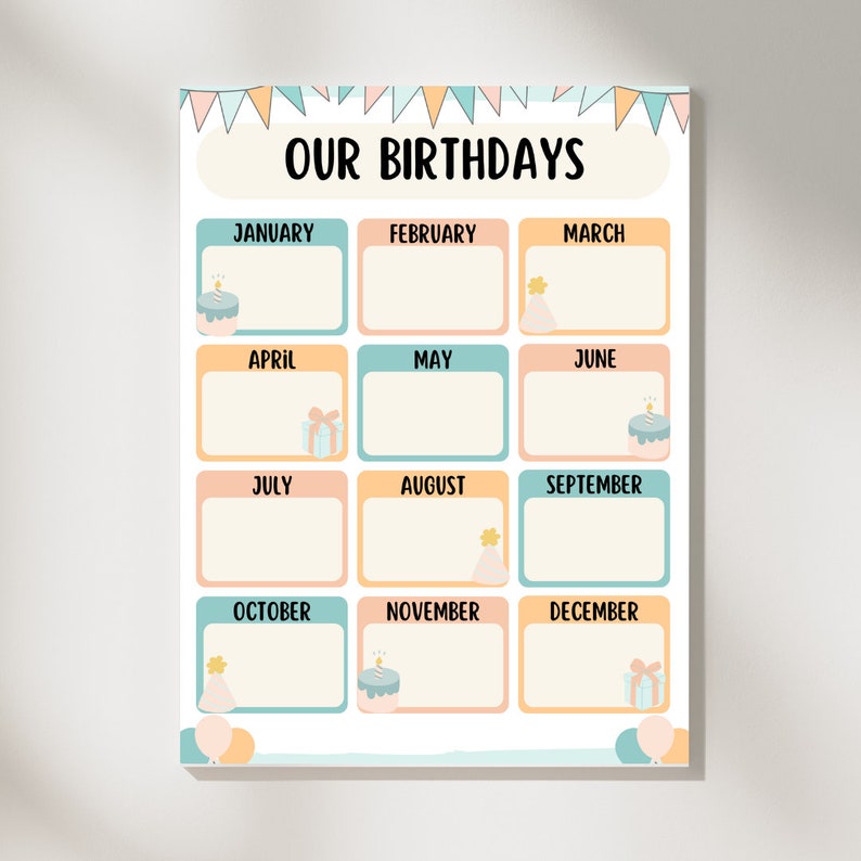 Classroom Birthday Poster, Birthday Poster, Class Birthday Celebrants ...