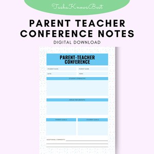 PRINTABLE Cute Parent Conference Notes, Parent-teacher Conference ...