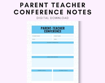 PRINTABLE Grey Parent Conference Notes, Parent-teacher Conference ...