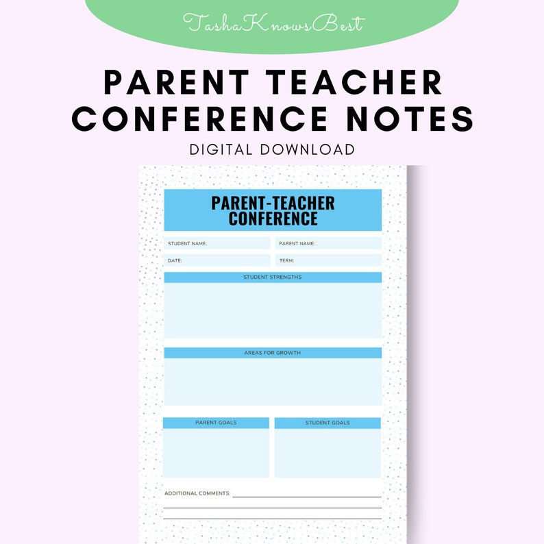 PRINTABLE Cute Parent Conference Notes, Parent-teacher Conference ...