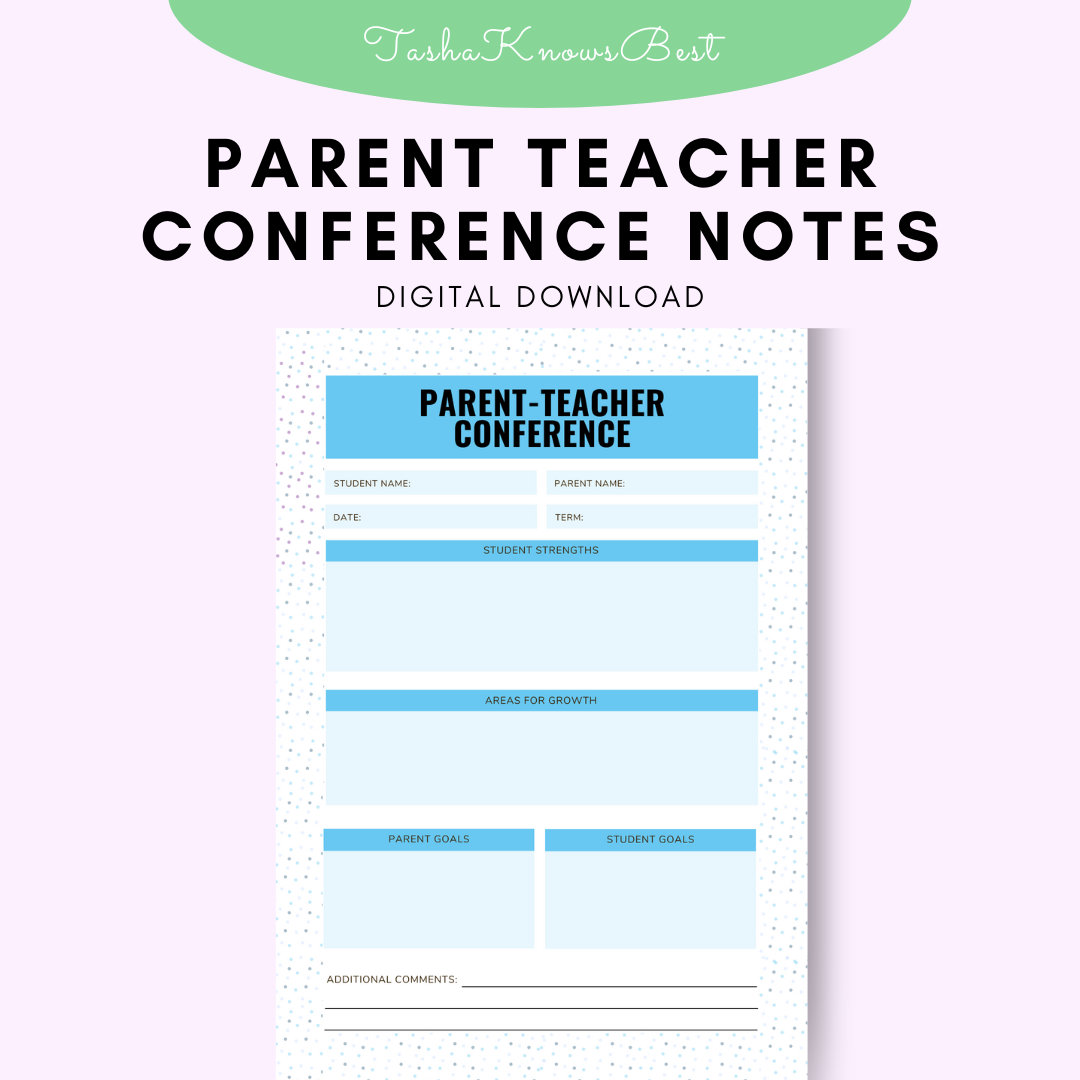 PRINTABLE Cute Parent Conference Notes, Parent-teacher Conference ...