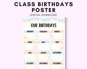 Classroom Birthday Poster, Birthday Poster, Class Birthday Celebrants ...