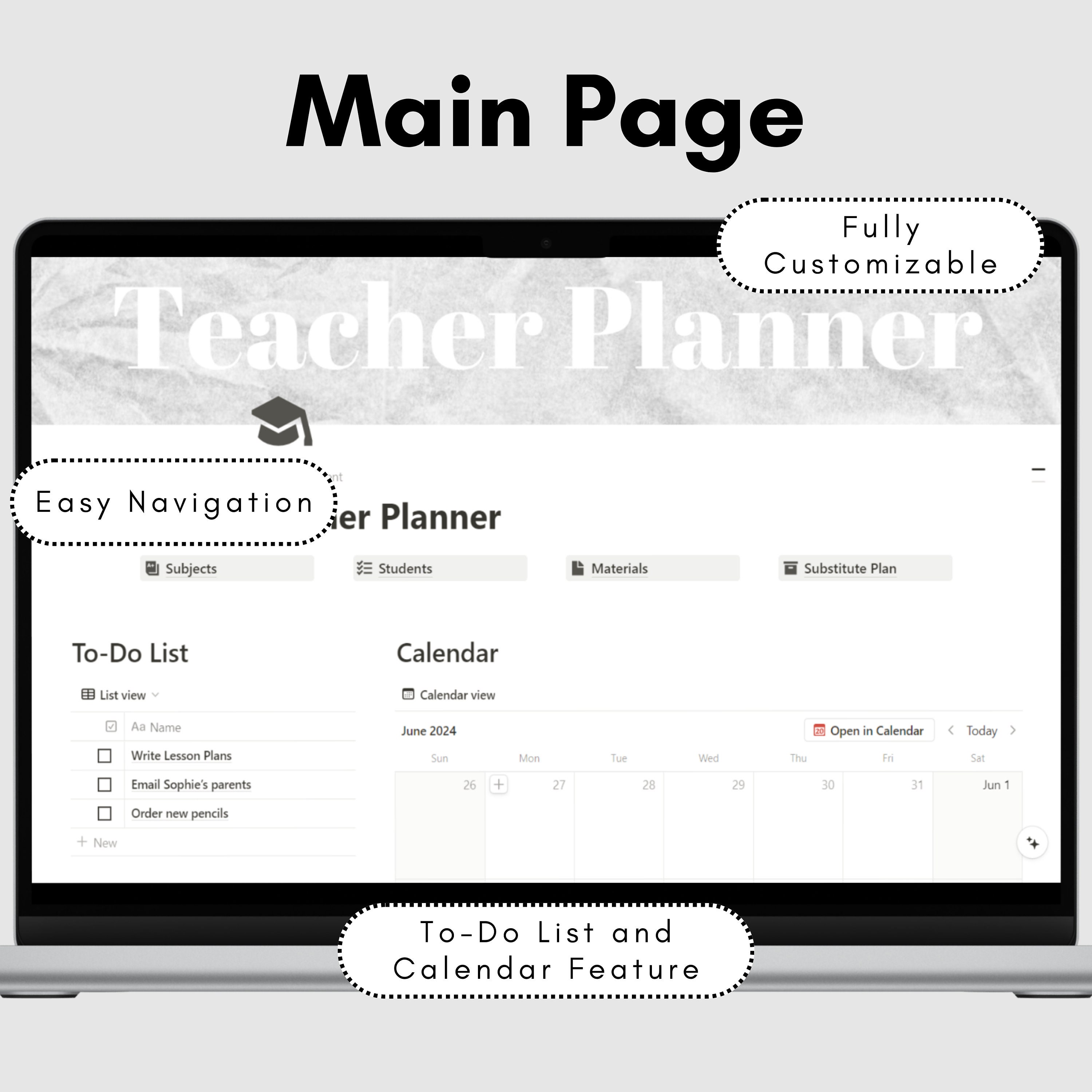 Notion Teacher Planner - Grey Look, Teacher Organization, Teacher ...