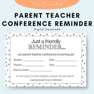 Parent Teacher Conference Reminder Notes, Parent Teacher Conference ...