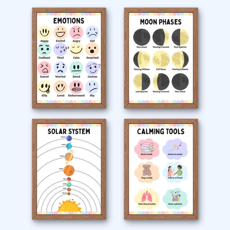 Rainbow Pastel Educational Posters DIGITAL DOWNLOAD, Toddler Learning ...
