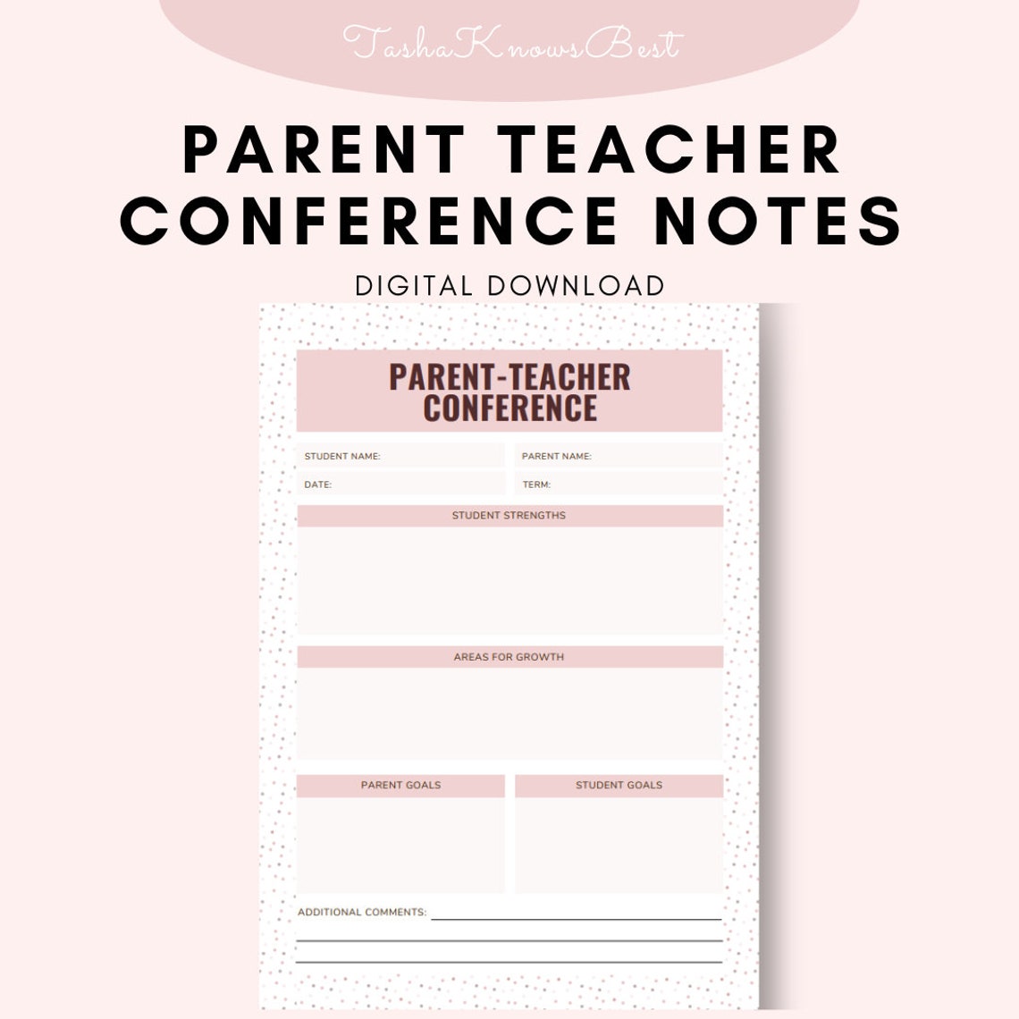 PRINTABLE Cute Parent Conference Notes, Parent-teacher Conference ...