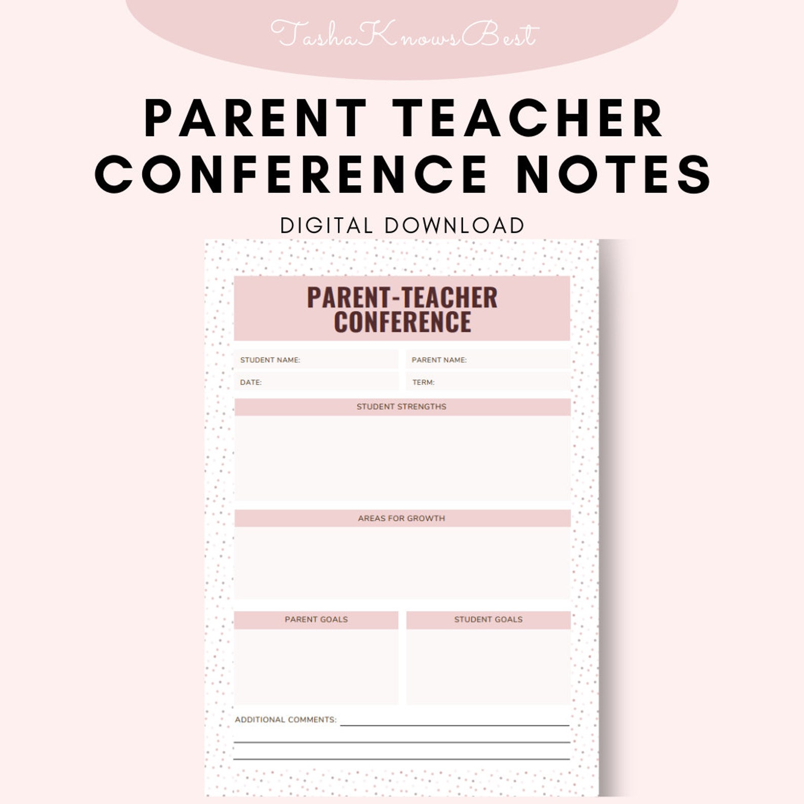 PRINTABLE Cute Parent Conference Notes, Parent-teacher Conference ...