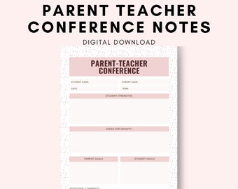 PRINTABLE Cute Parent Conference Notes, Parent-teacher Conference ...