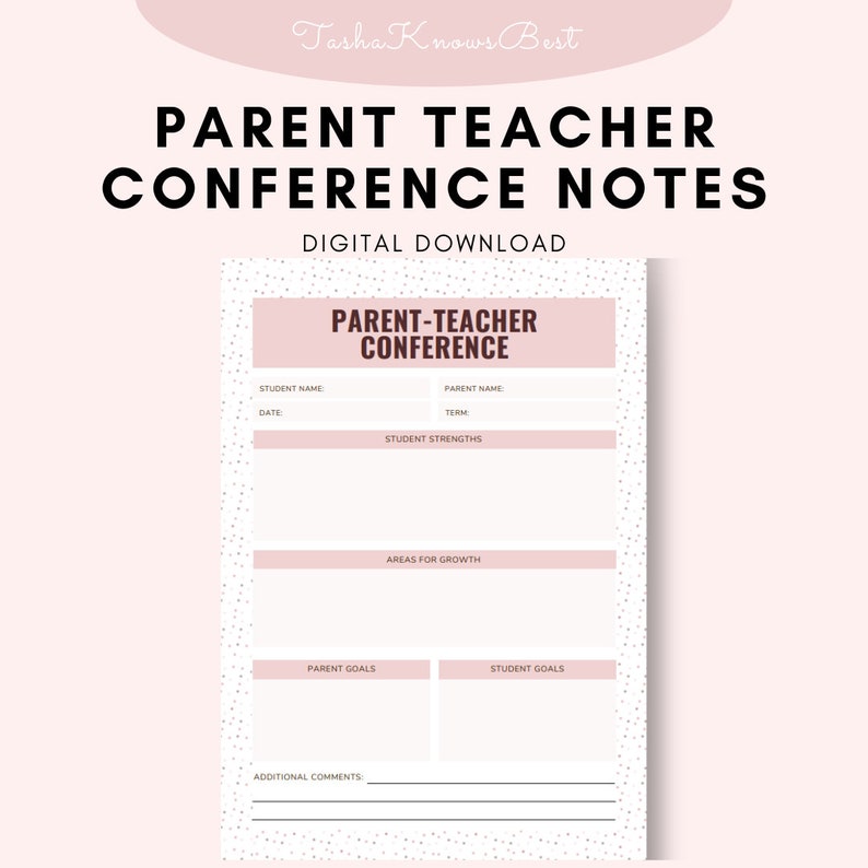 PRINTABLE Cute Parent Conference Notes, Parent-teacher Conference ...