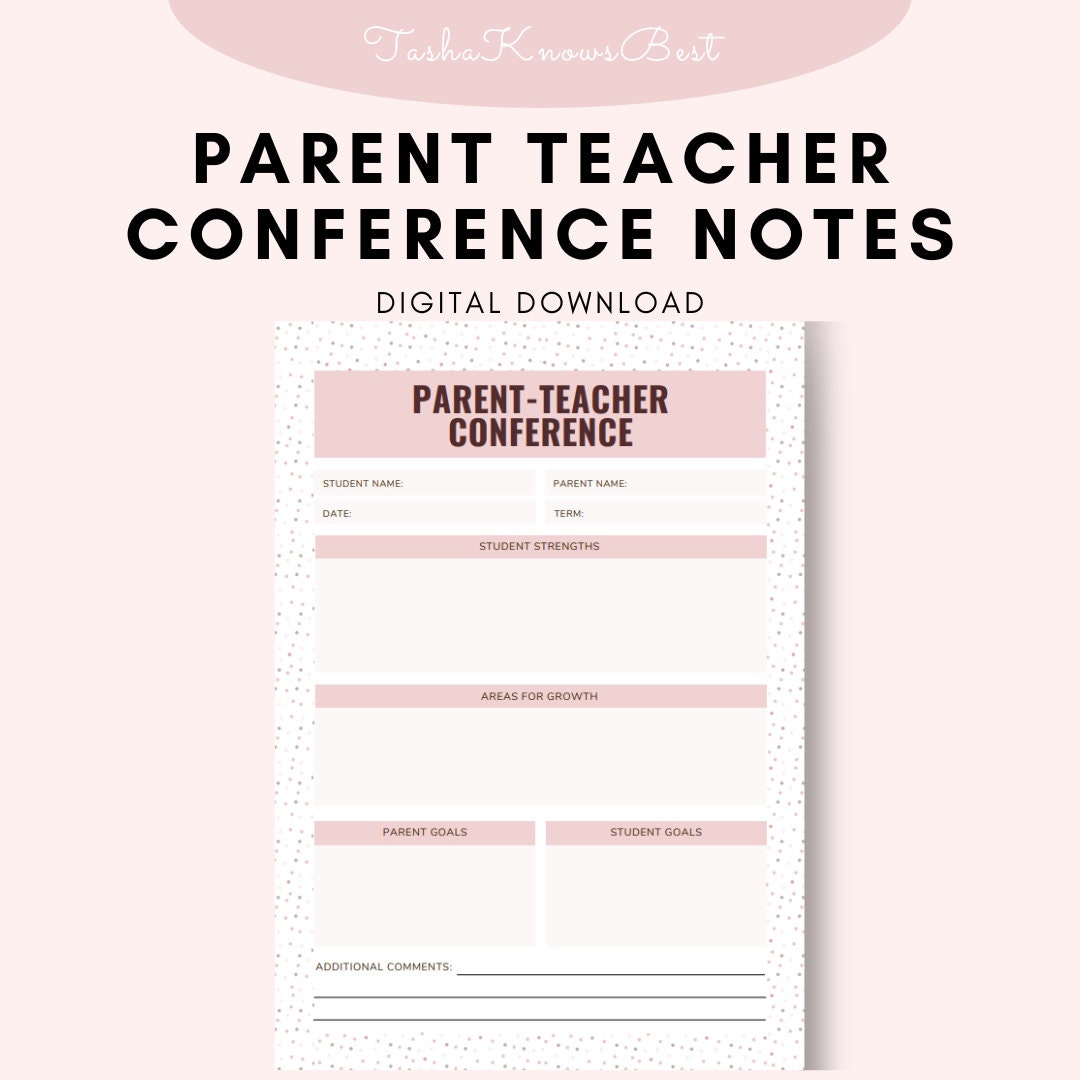 PRINTABLE Cute Parent Conference Notes, Parent-teacher Conference ...