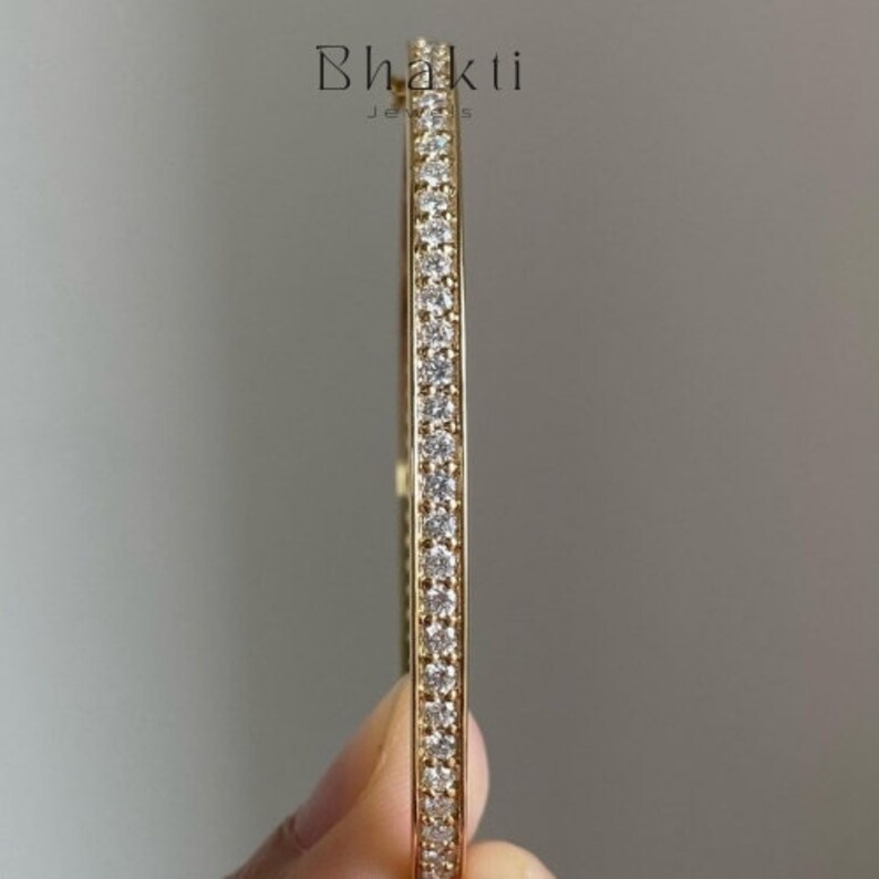 Pave Diamond Bangle Classic Round Cut Diamond Wedding Bangles Dainty ...