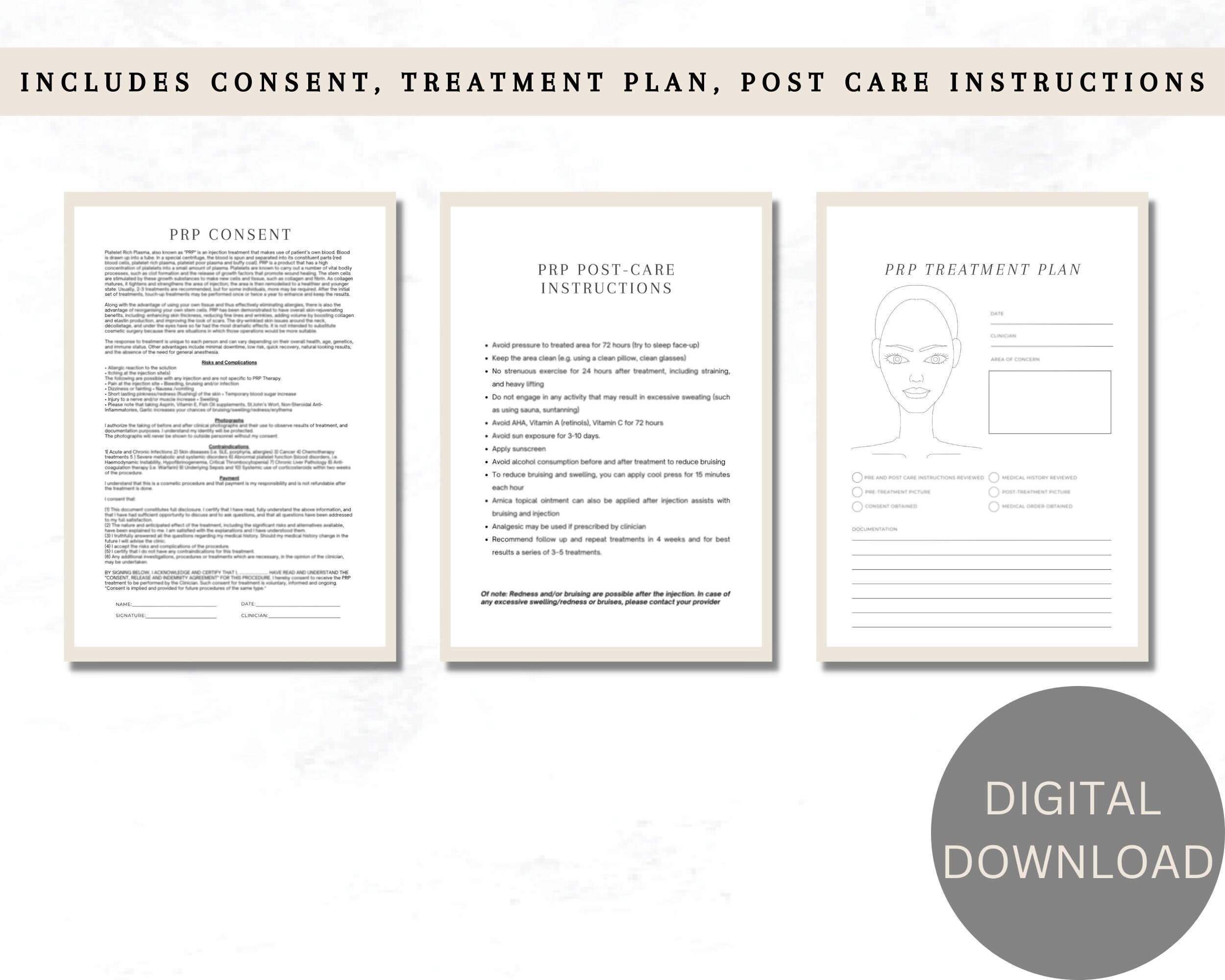 Aesthetic Elegant Platelet-rich Plasma (PRP) Consent Form, Treatment ...