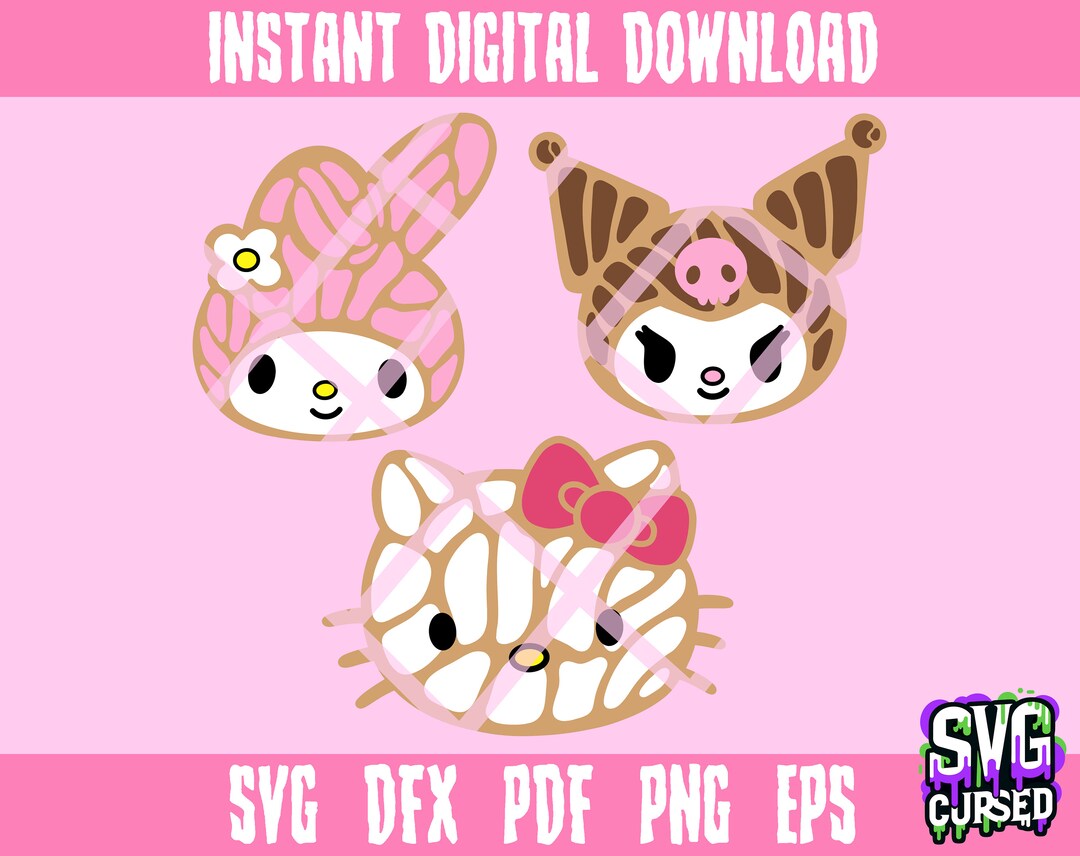 Hello Svg Kitty Svg Vector Cute Cat Concha Layered SVG/DXF/PNG for ...