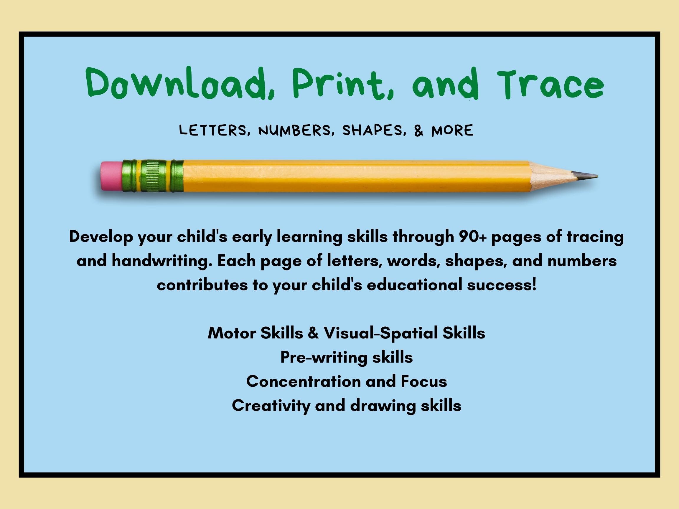 Preschool Tracing Workbook: Letters, Numbers, Shapes (PDF) - Etsy