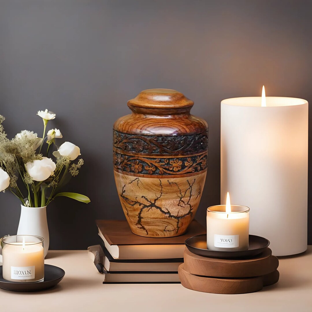 Cremation Urn for Male Wooden Urn for Adult Ashes Human Ash Urn Box ...