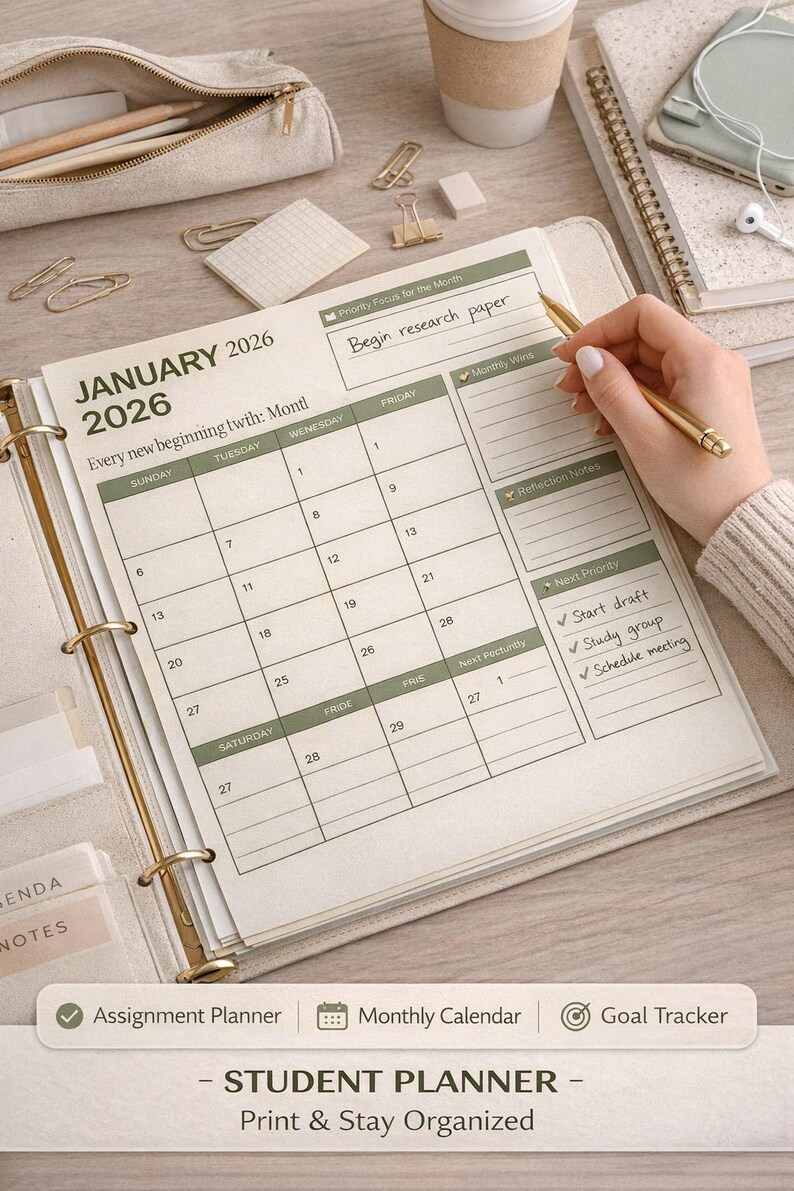 2026 Inspirational Calendar | Minimalist Monthly Planner (PDF Download ...