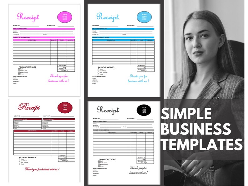 Excel Receipt Template: Business Invoice With Auto-calculating Totals ...