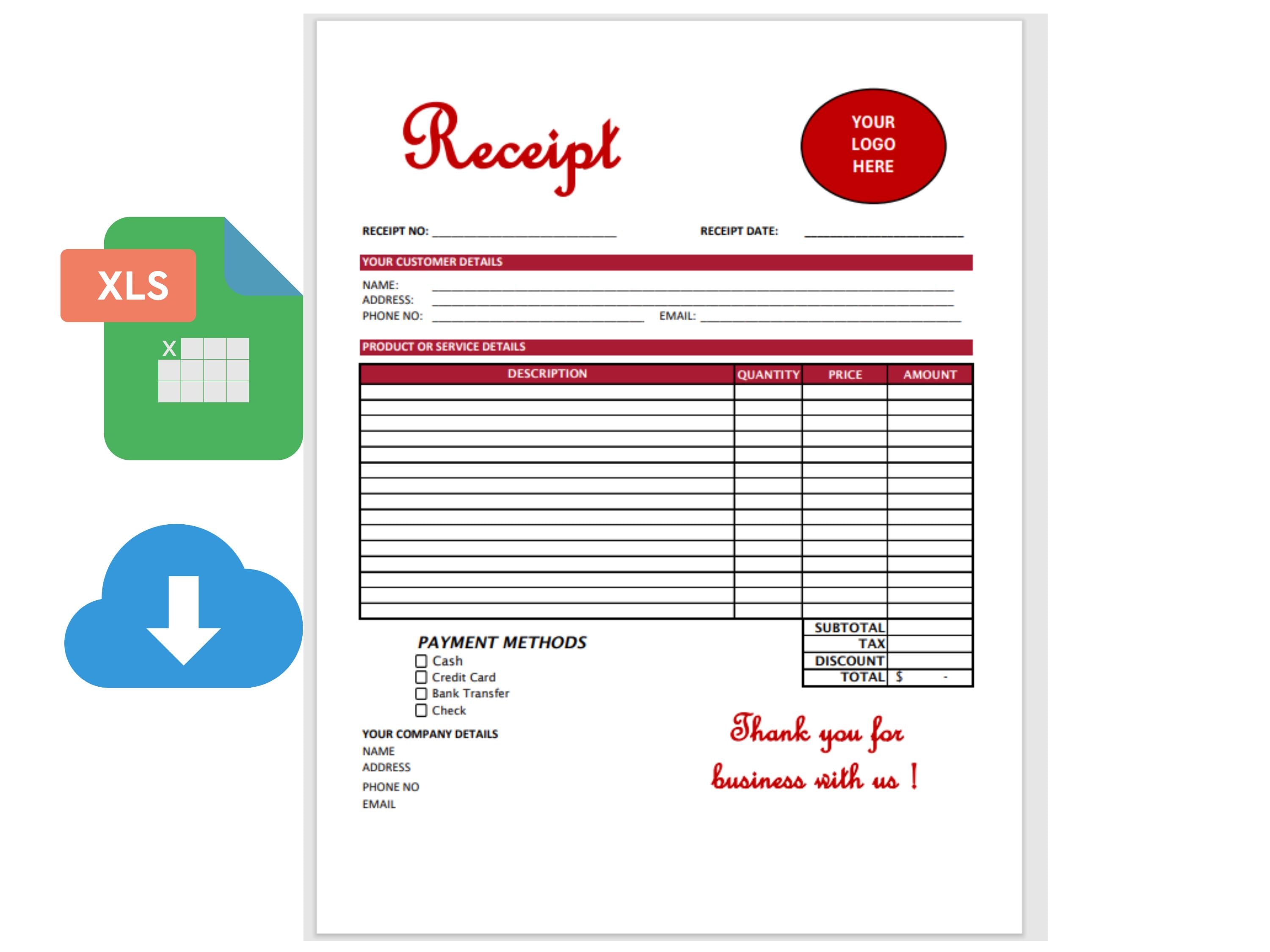 Excel Receipt Template: Business Invoice With Auto-calculating Totals ...