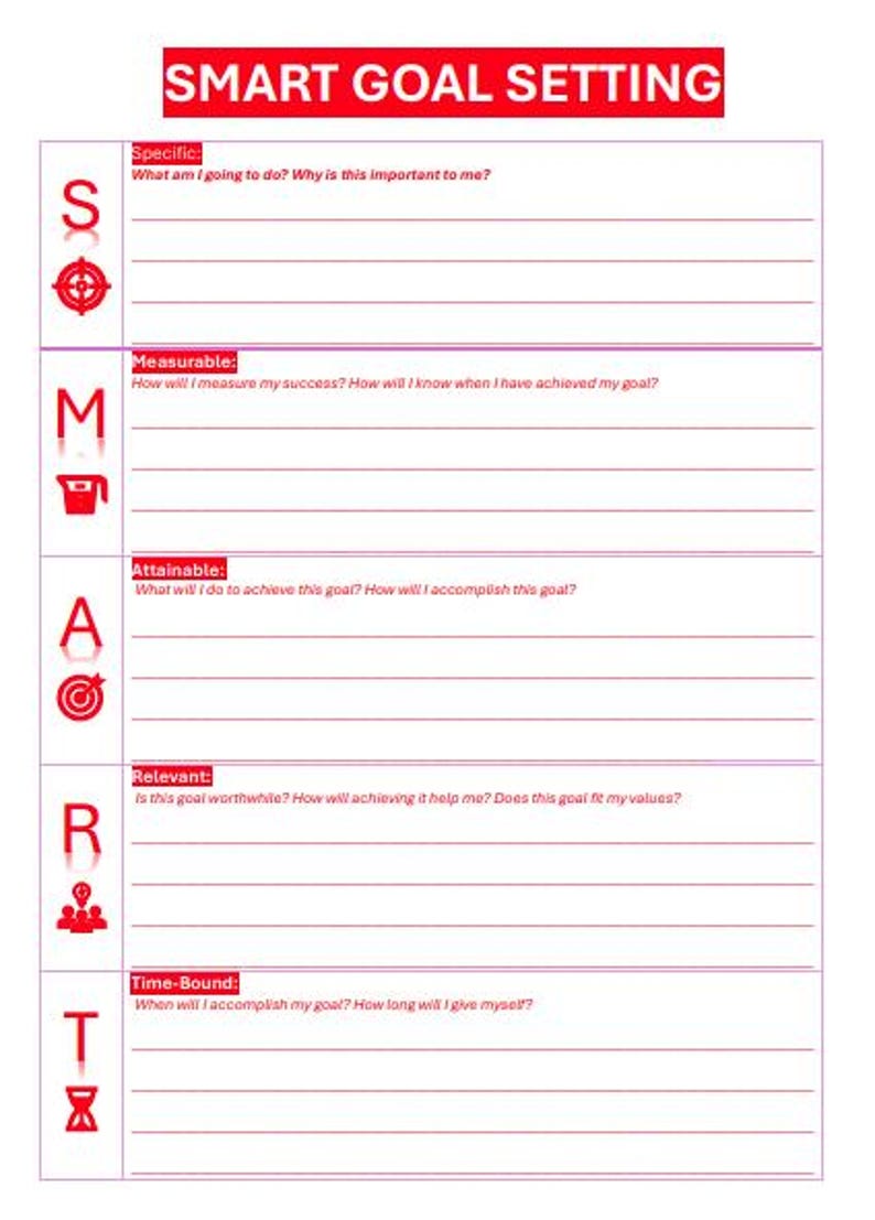 SMART Goals Printable: 3-page Goal Setting Planner (PDF Download) - Etsy