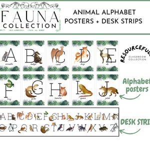 Animal Alphabet Posters and Student Desk Strips L Fauna Alphabet L ...