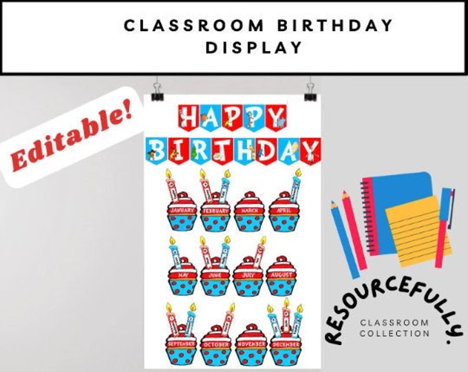 Classroom Cupcake Birthday Display | Student Birthday Chart | Classroom ...