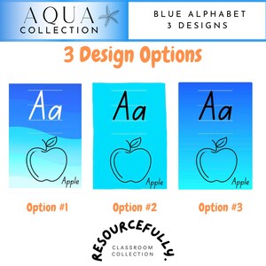 Blue Alphabet Posters L Alphabet Display L Classroom Alphabet L Blue ...