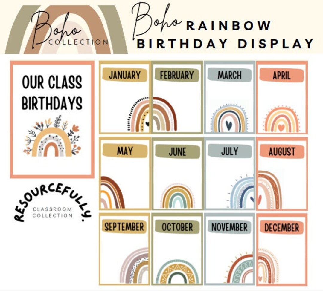 Our Class Birthdays Chart - Boho - Etsy